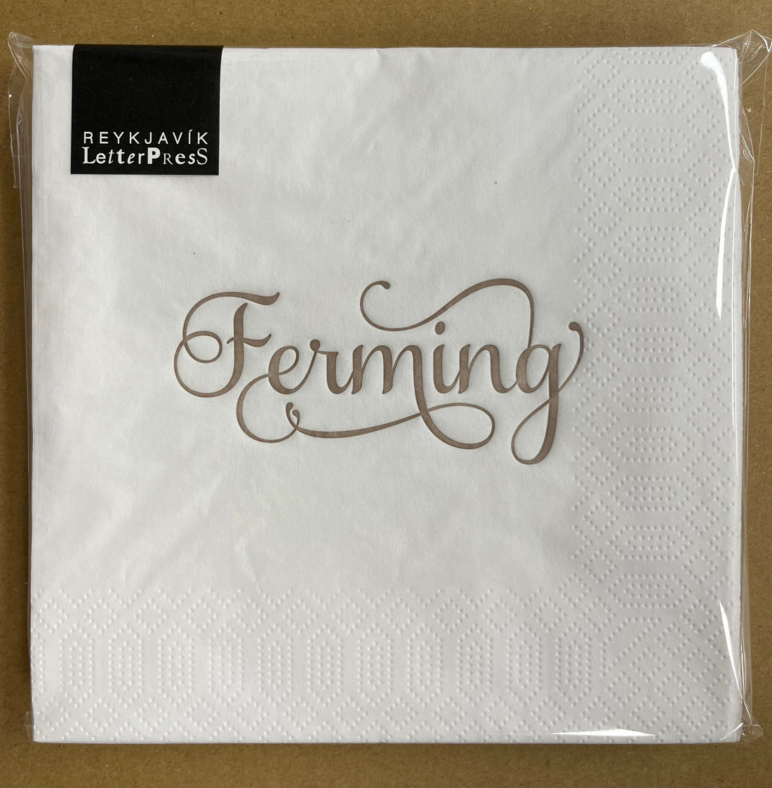 Hvítar "Ferming" matarservíettur með rósagylltri merkingu 20 stk – Balún