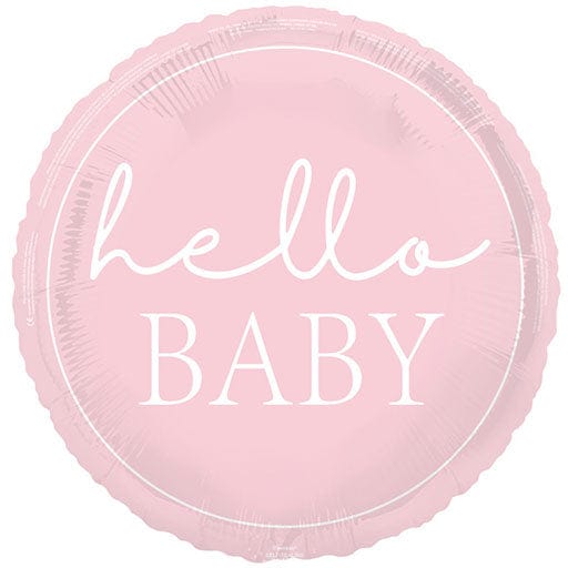 Ljós bleikur “Hello Baby” álblaðra 45cm – Balún
