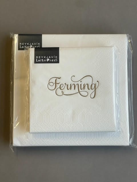 Hvítar "Ferming" kaffiservíettur með gylltri merkingu 20 stk – Balún